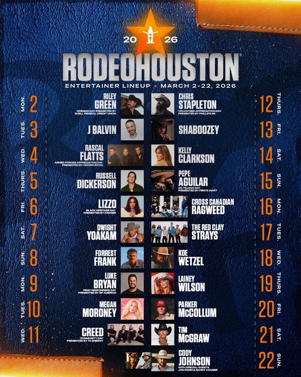 Rodeo Houston 2026 Entertainer Lineup | Kstar Country K-Star Radio/KVST ...